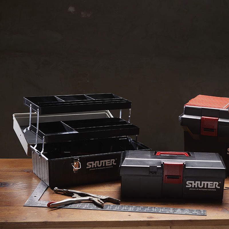 12L Professional Tool Box with 2 Trays and Metal Locks | Tool & Workspace Storage Solutions | SHUTER