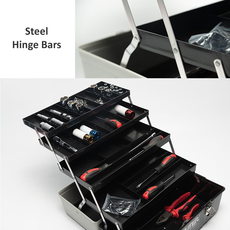14L Professional Tool Box with 4 Trays and Metal Locks - 14L Portable ...