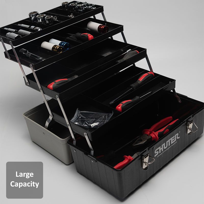 14L Professional Tool Box with 4 Trays and Metal Locks - 14L Portable ...