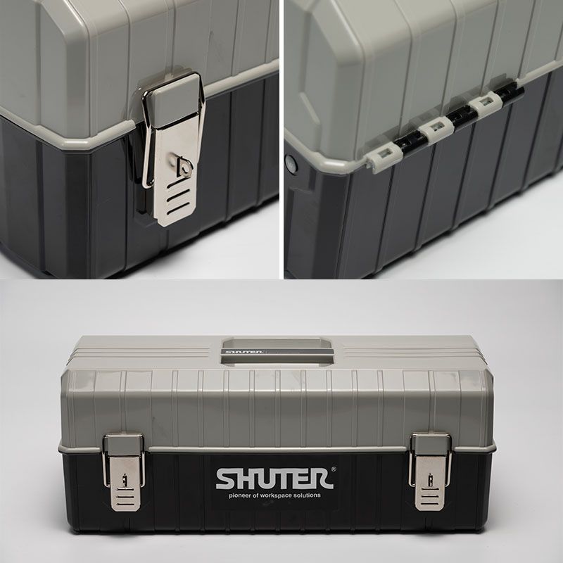10L Professional Tool Box with 2 Trays and Metal Locks - 10L Portable Tool Box with 2-Tier Tray ...