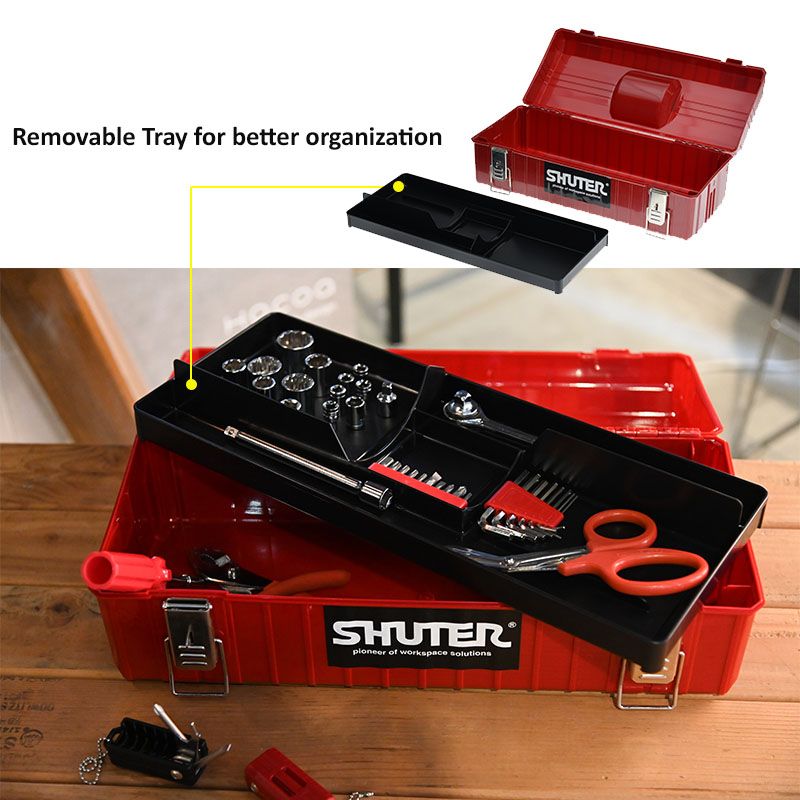 6L Professional Tool Box with 1 Tray and Metal Locks - 6L Portable Tool ...