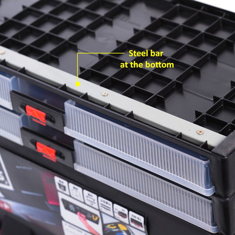 27L Professional Tool Box with 1 Tray, 2 Drawers and Plastic Locks ...