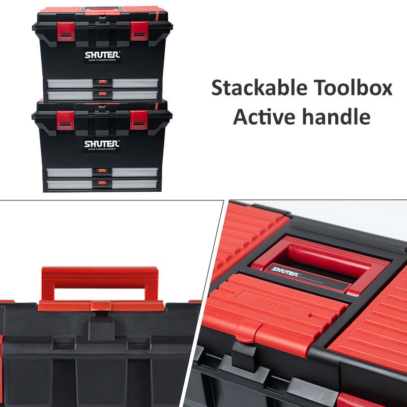 27L Professional Tool Box with 1 Tray, 2 Drawers and Plastic Locks ...