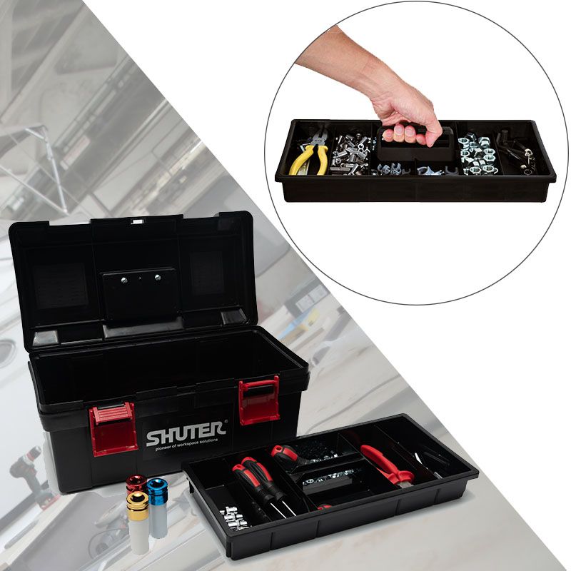 11L Professional Tool Box with 1 Tray and Plastic Locks - 11L Portable ...