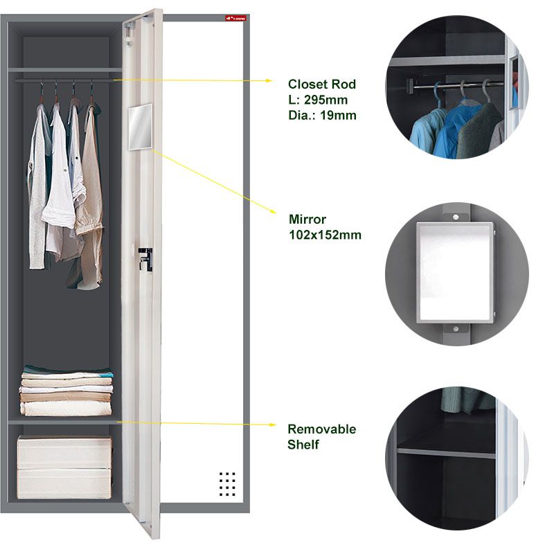 Metal Locker Cabinet, Single Tier, 2 Compartments | Tool & Workspace ...