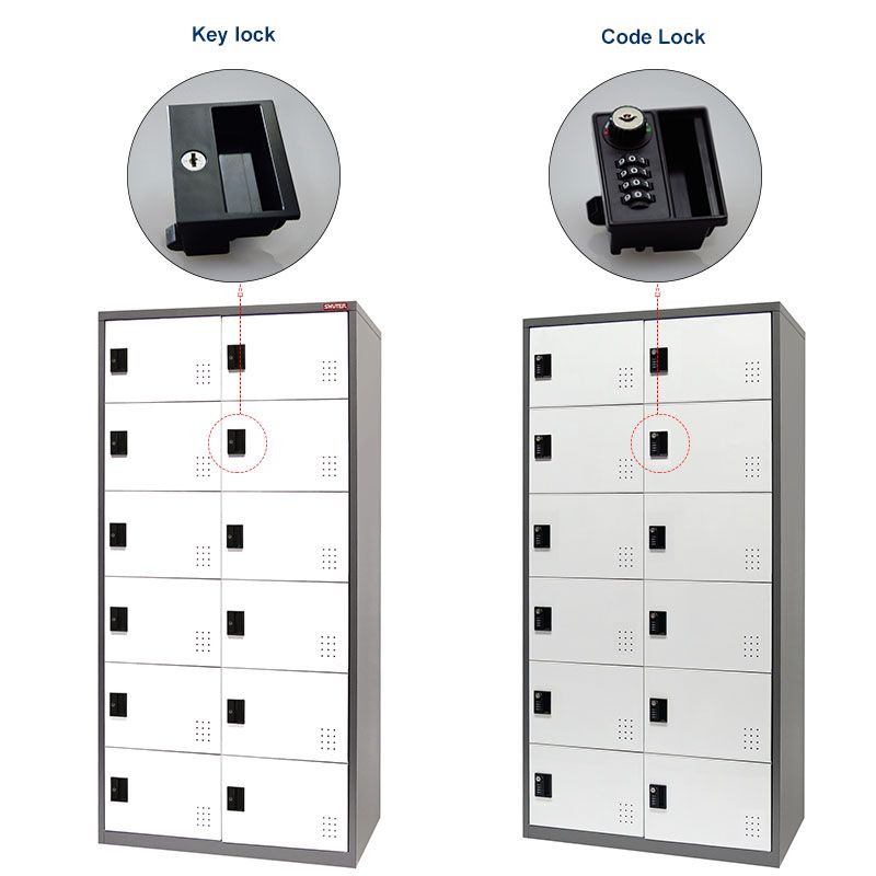 Metal Locker Cabinet, 6 Tier, 12 Compartments | Tool & Workspace ...