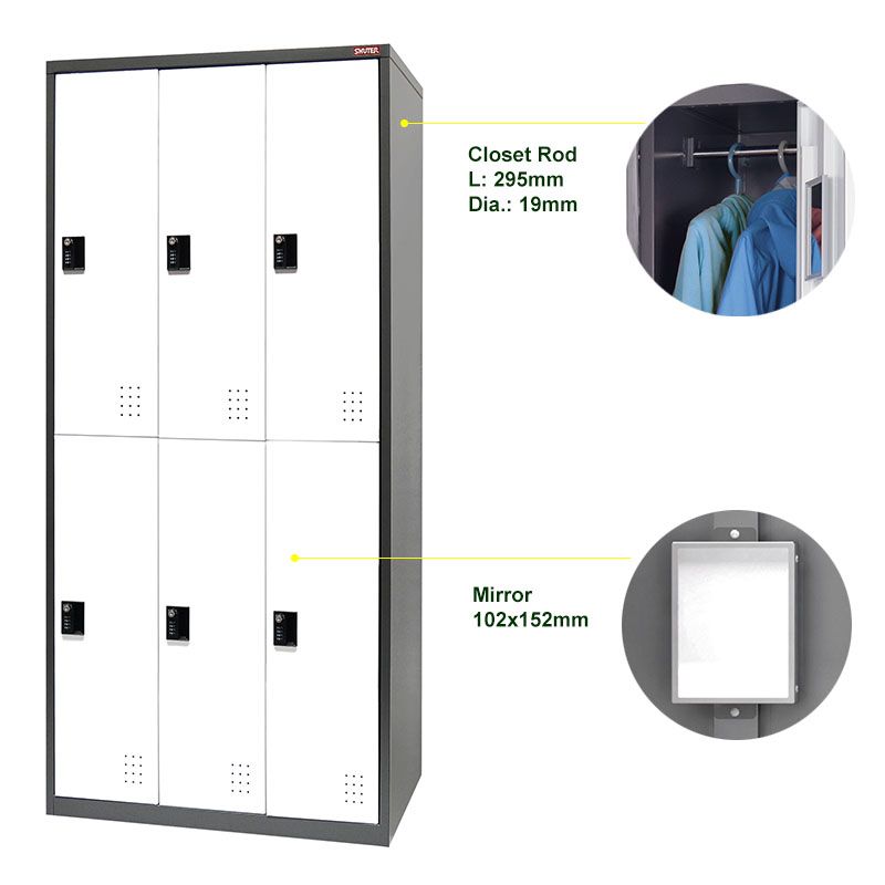Metal Locker Cabinet, Double Tier, 6 Compartments | Tool & Workspace ...