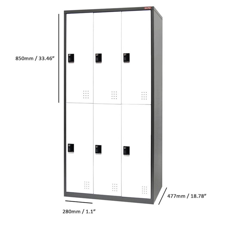 Kabinet Loker Logam, Dua Tingkat, 6 Petak-Loker Logam Digital untuk ...