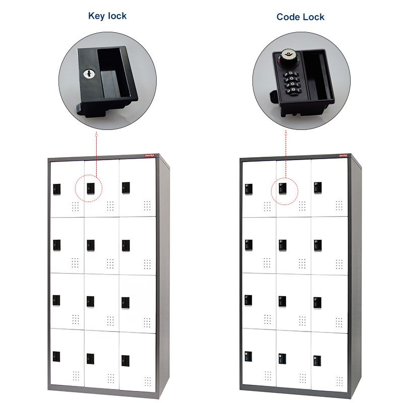Metal Locker Cabinet, 4 Tier, 12 Compartments - Digital Metal Locker ...