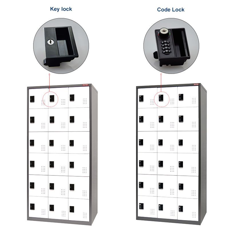 Metal Locker Cabinet, 6 Tier, 18 Compartments - Digital Metal Locker ...