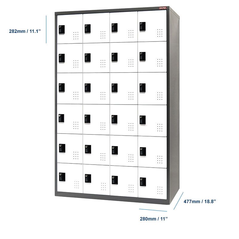 Metal Locker Cabinet, 6 Tier, 24 Compartments - Digital Metal Locker ...