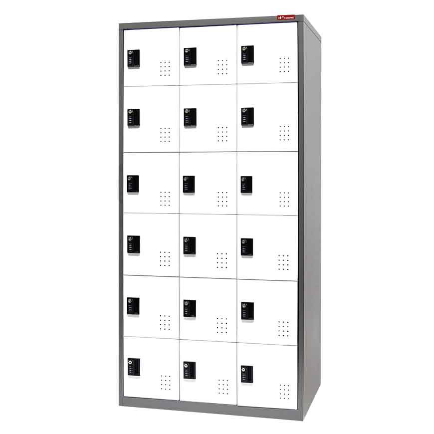 Metal Locker Cabinet, 6 Tier, 18 Compartments - Digital Metal Locker ...