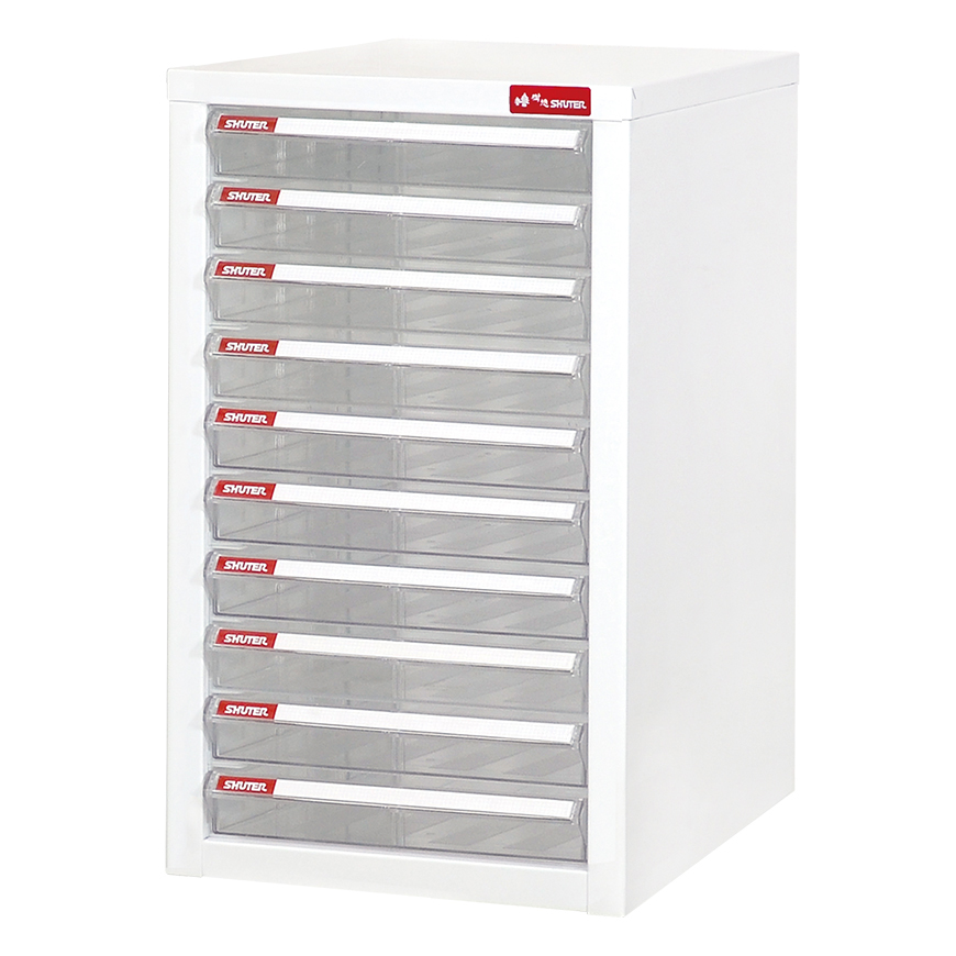 Desktop cabinet with 10 plastic drawers in 1 column for A4 paper (2.7L ...