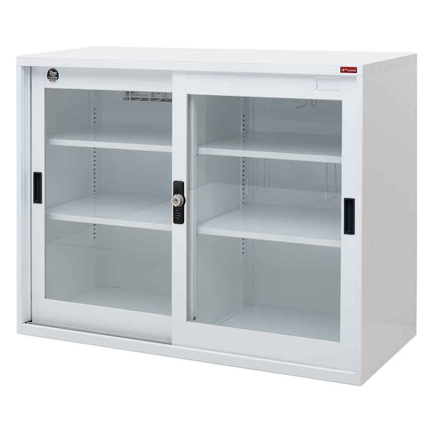 Large lockable filing cabinet with glass door, 880mm width - Large ...