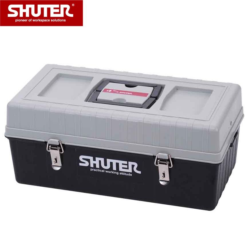 12L Professional Tool Box with 2 Trays and Metal Locks - 16.8" Tool Box with 2-Tier Tray and ...