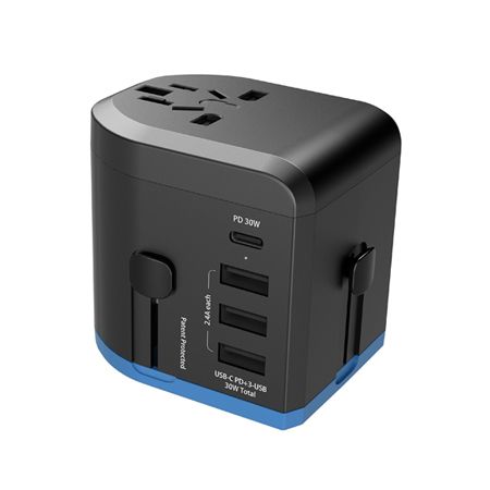 4 Ports 30W PD & QC Charger with US/UK/EU/AU Travel Adapter ...