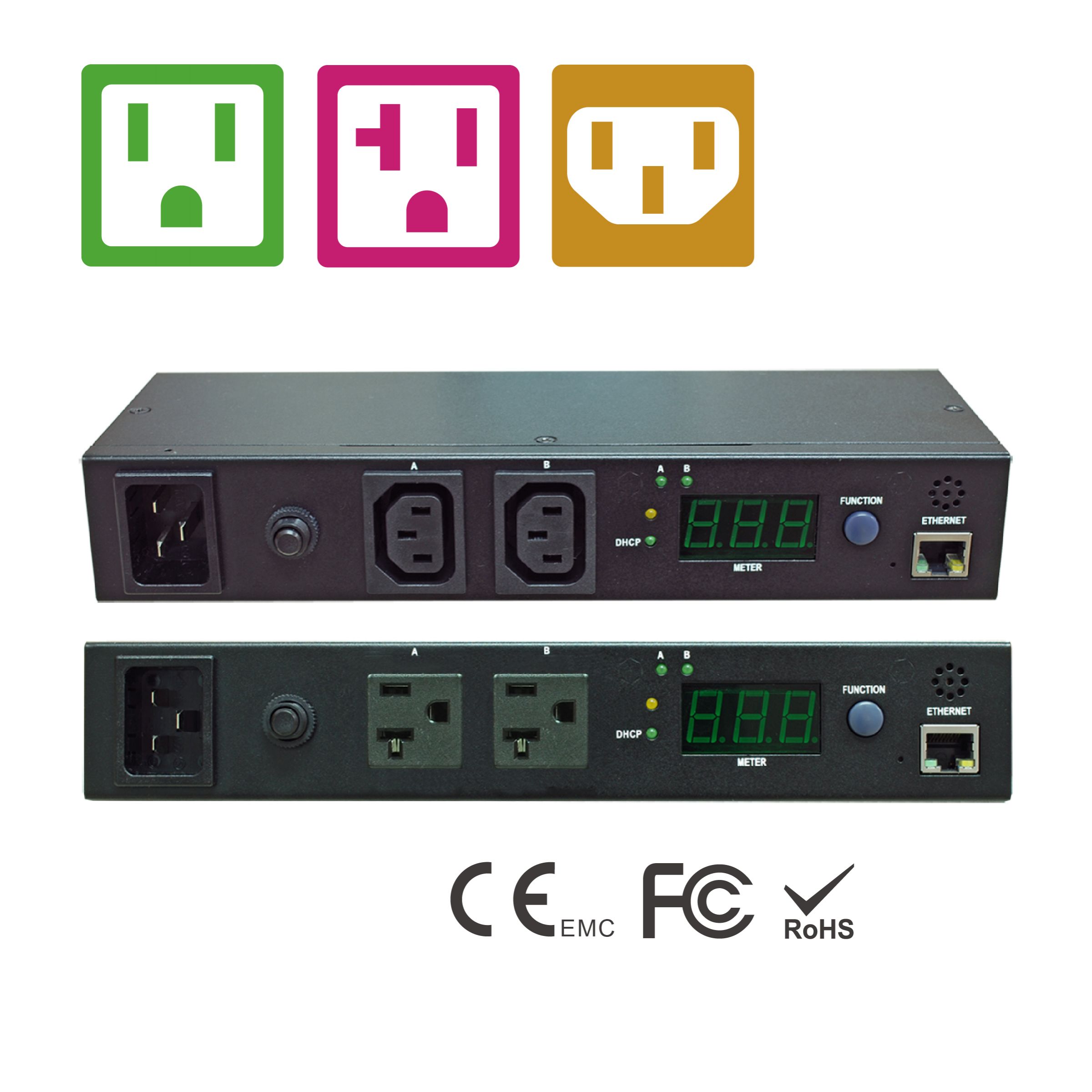 NEMA/IEC 2 Outlets 1U IP-Based PDU - Smart PDU, Remote Controlled PDU ...