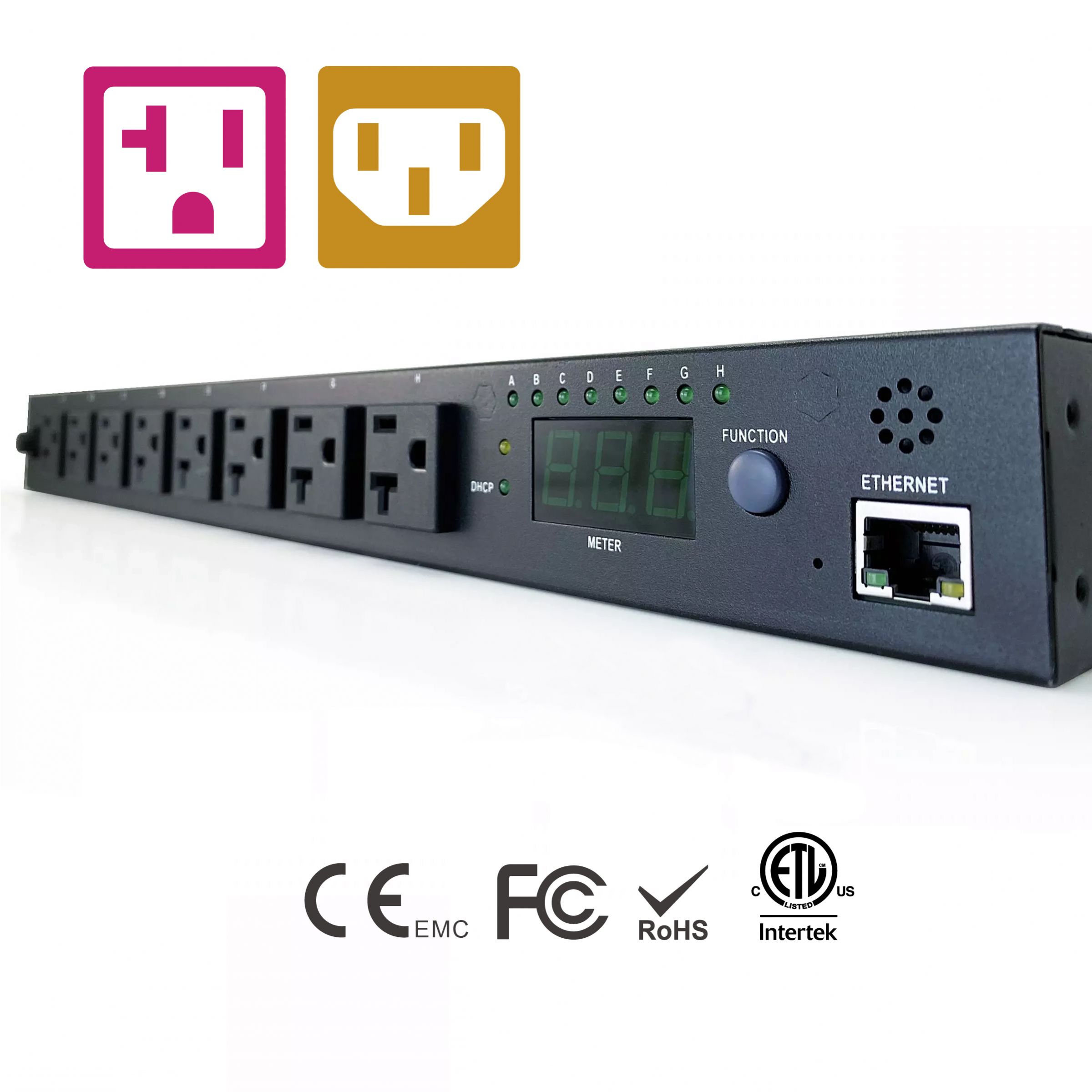 NEMA/IEC 8 เต้ารับ 1U 19" IP-Based PDU - Smart PDU, Remote Controlled ...