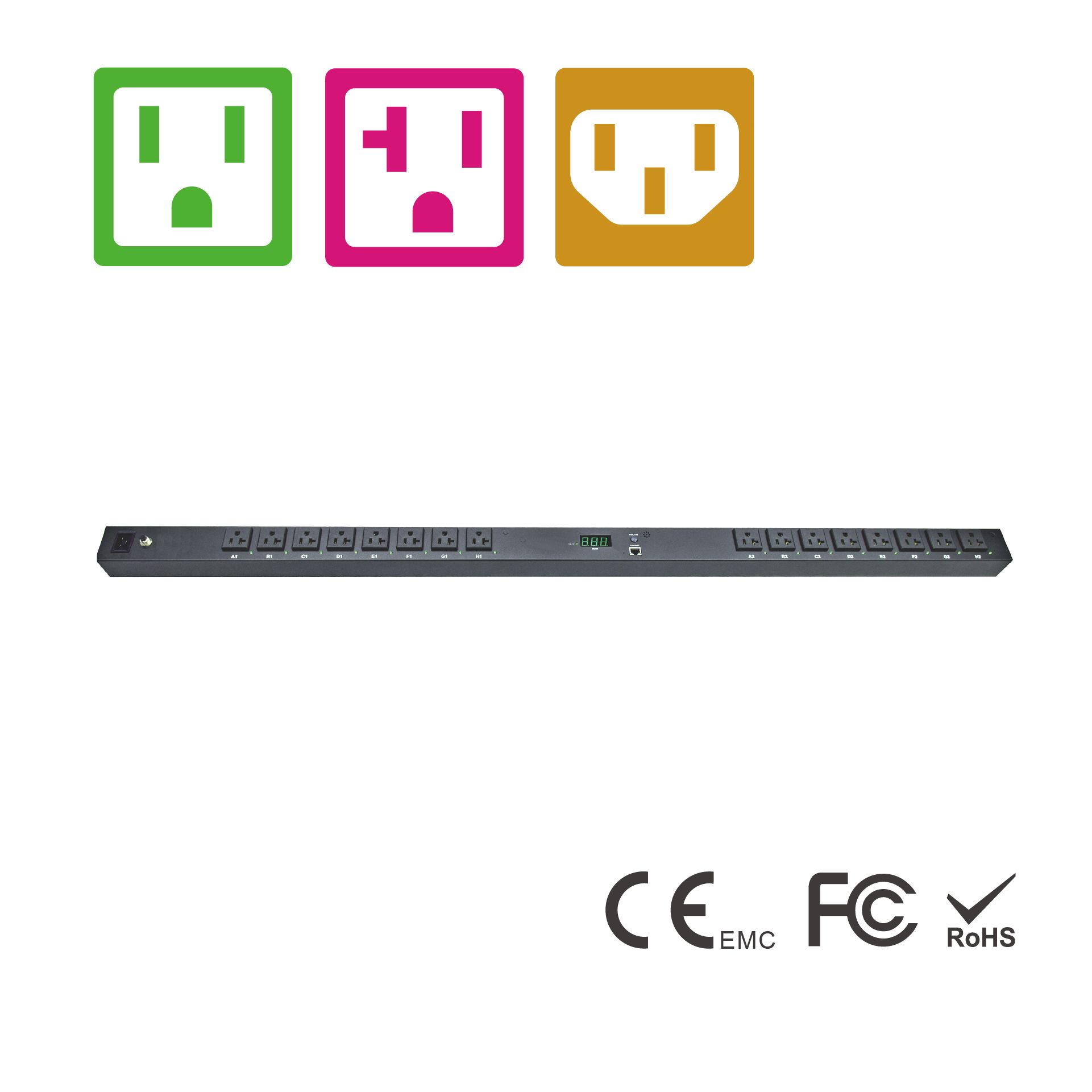 NEMA/IEC 16 孔远端机架式电源分配器 | 台湾高品质NEMA/IEC 16 孔远端机架式电源分配器制造商 | 歐格電子股份有限公司