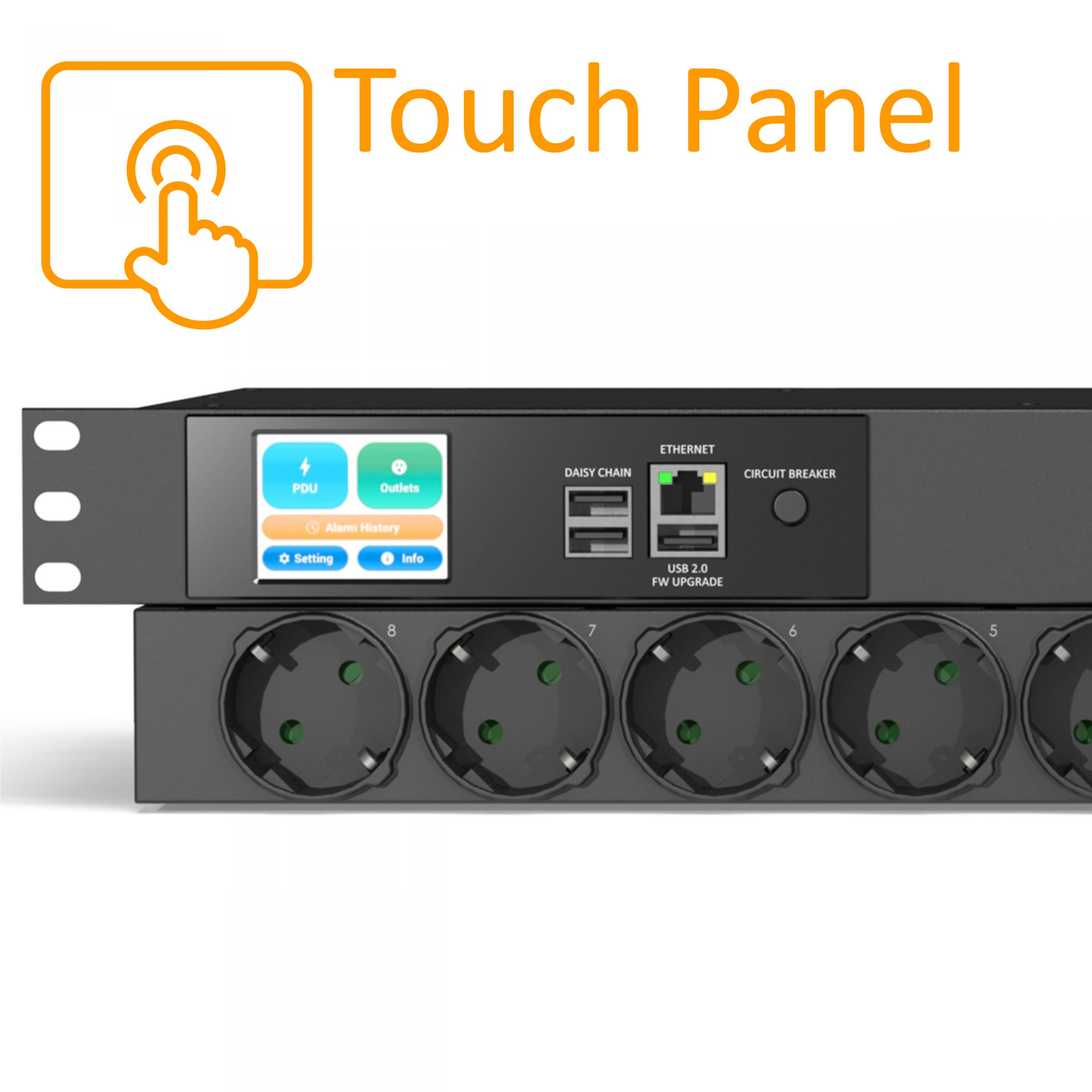 8 German Outlets LCD Touch Screen Network-Grade Remote Power Management ...