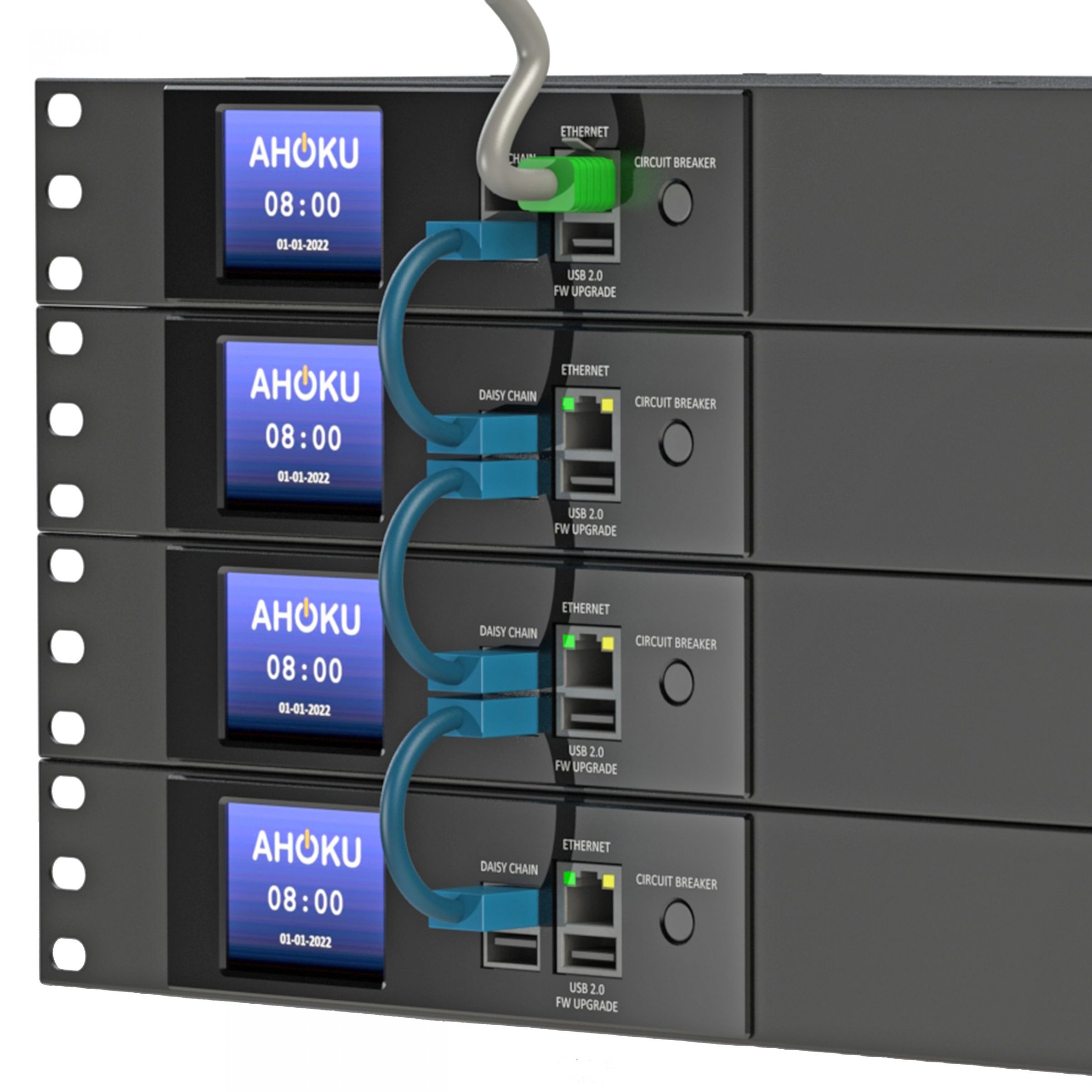 Mixed IEC C13/C19 Smart PDU with LCD Touch Screen and Remote Power Management - Intelligent PDU ...