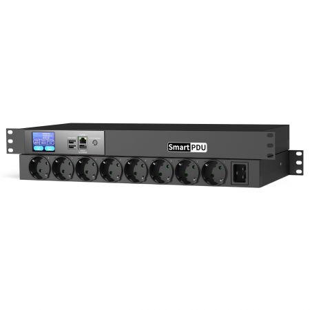 8 German Outlets LCD Touch Screen Network-Grade Remote Power Management Smart PDU - European ...