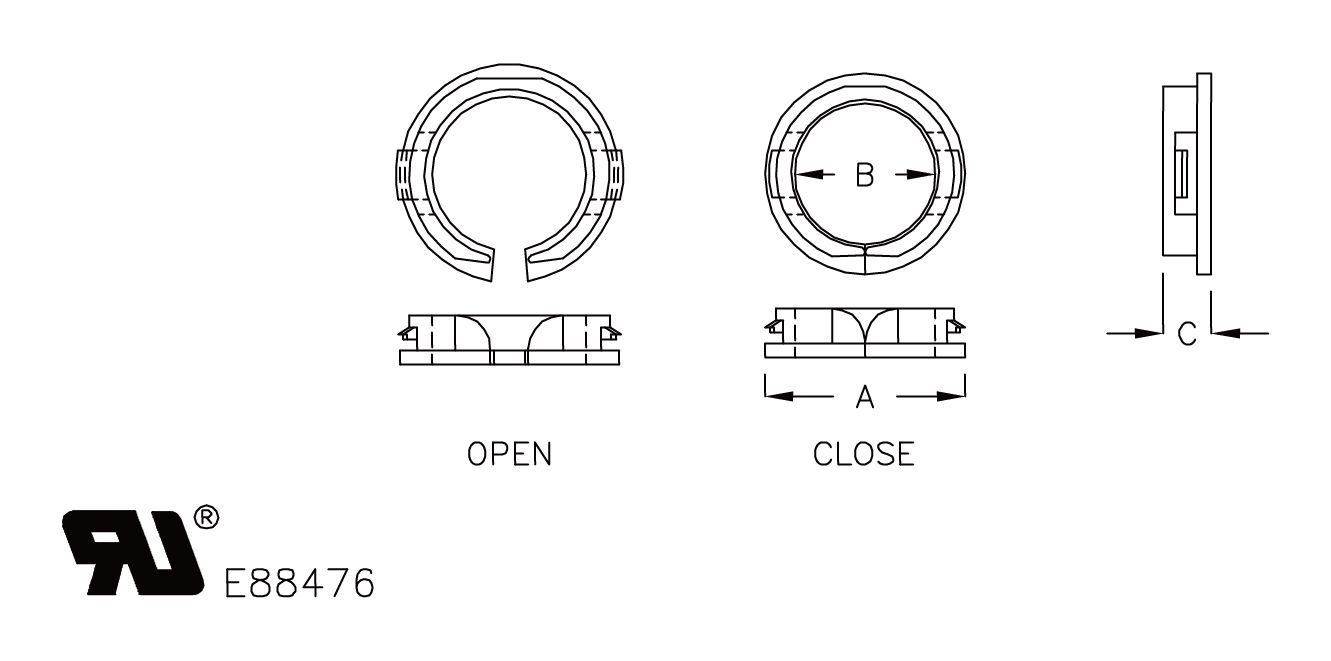 Open Closed Bushing | Plastic LED Hardware Manufacturer | PINGOOD