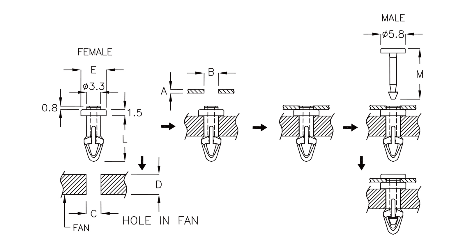 Anti-Vibration Fan Snap Rivet | Plastic LED Hardware Manufacturer | PINGOOD