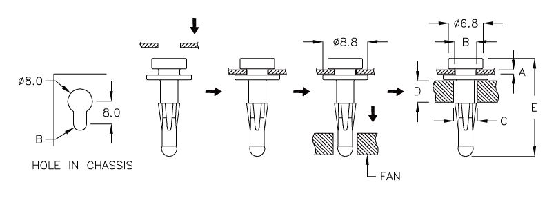 Fan Snap Rivet | Plastic LED Hardware Manufacturer | PINGOOD