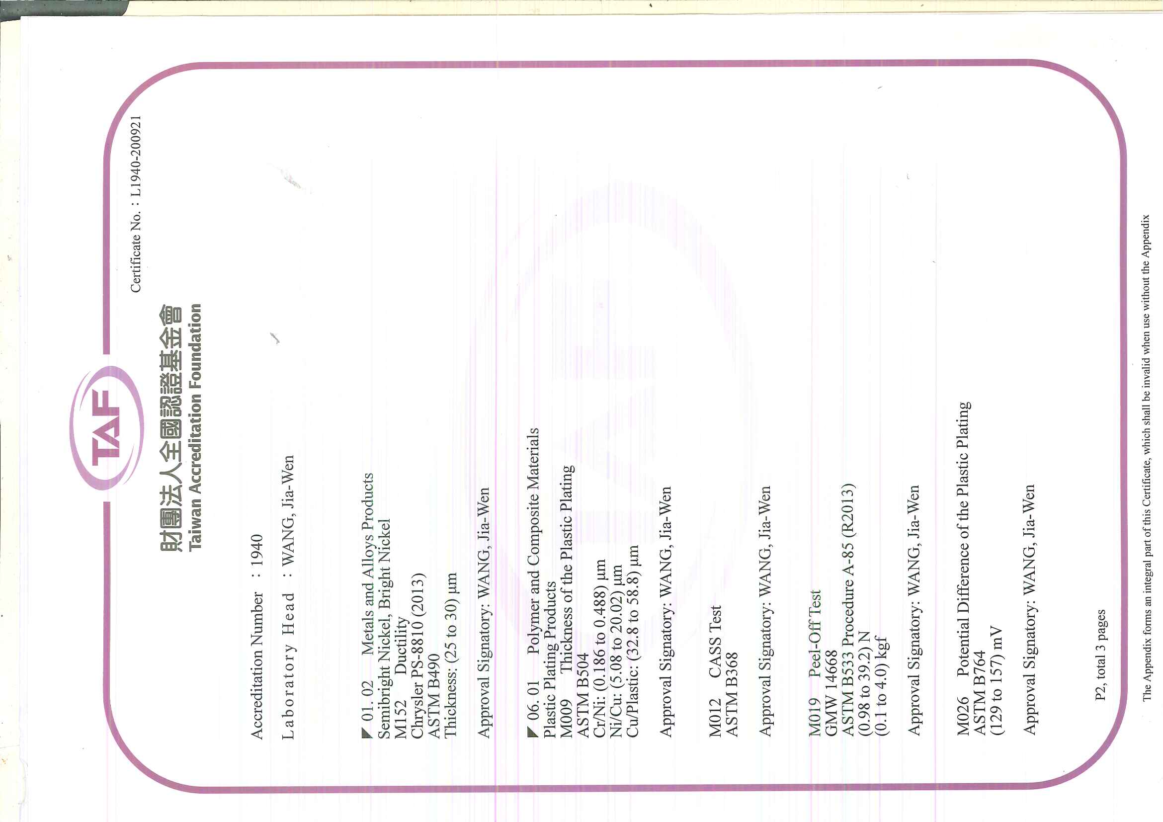 Certificate |44 Years Automotive Parts Plastic Chrome Plating Supplier ...